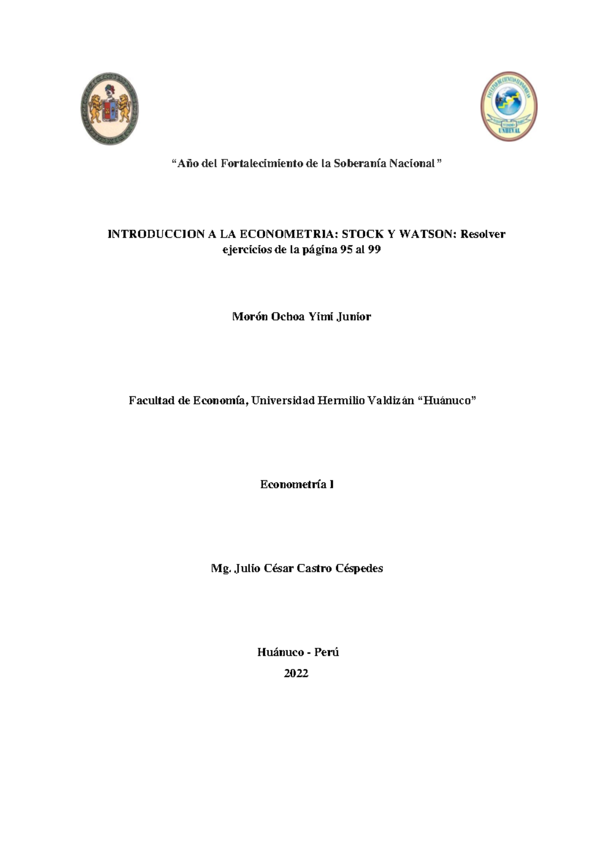 581765850 Ejercicios Resueltos DE Introduccion A LA Econometria DE Stock Y Watson Pagina DE 95 Y ...