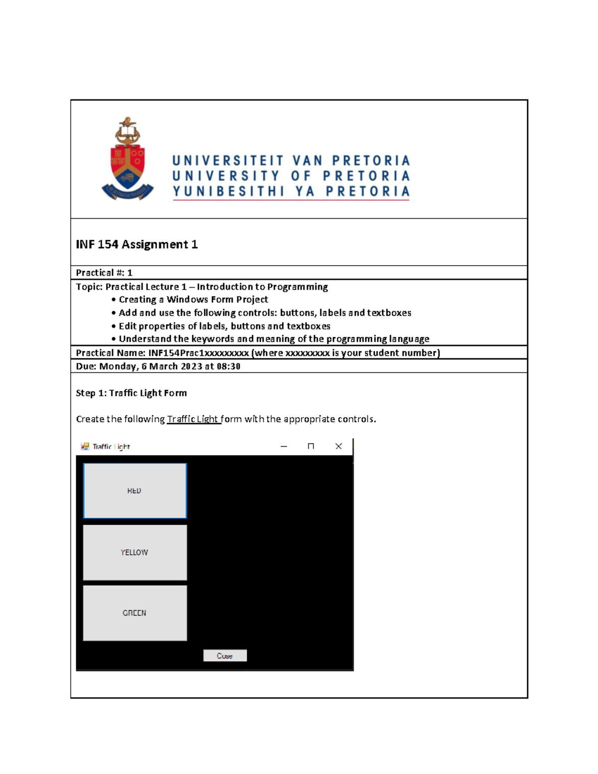 INF 154 Practical Assignment 1 Instructions plus Rubric 2023 - INF 154 Assignment 1 Practical ...