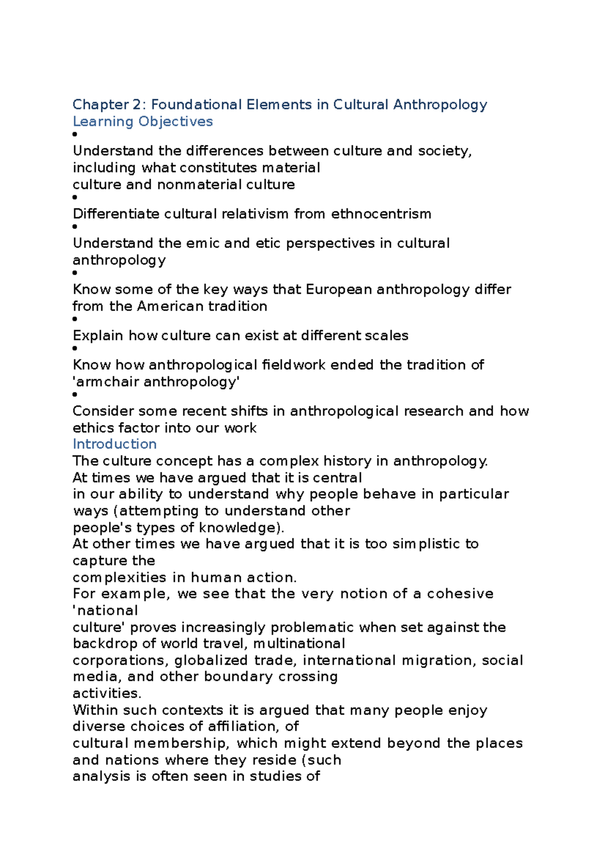 Chapter 2 Foundational Elements in Cultural Anthropology - Chapter 2 ...