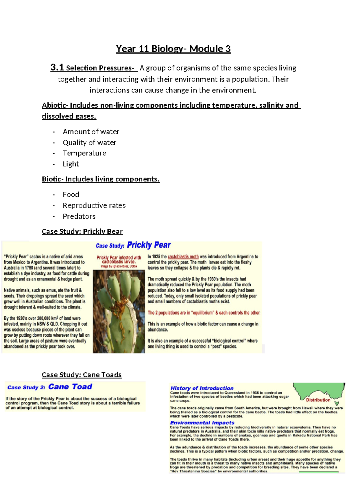 Year 11 Biology- Module 3 - Year 11 Biology- Module 3 3 Selection ...