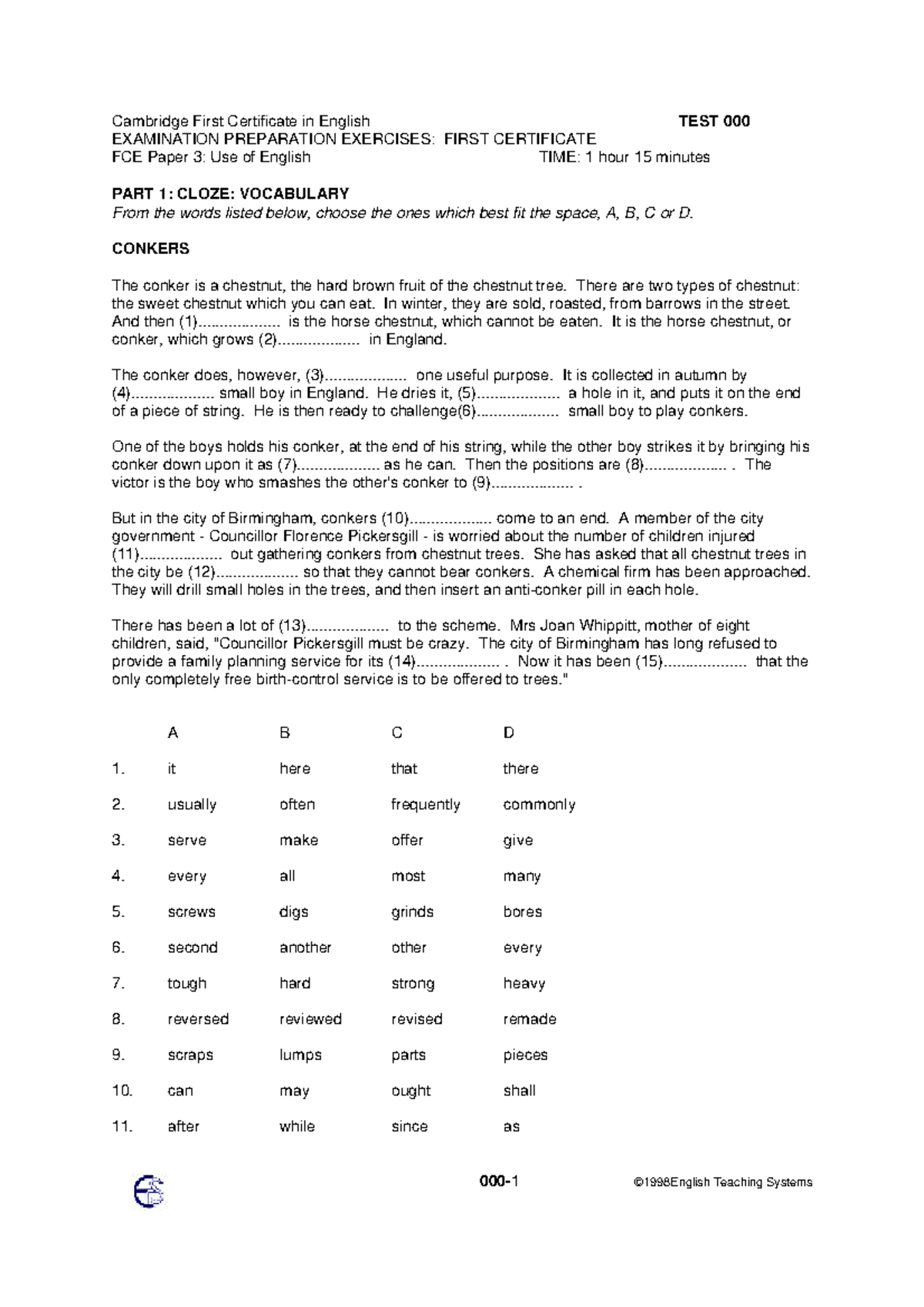 Examination Preparation Exercises First Certificate - Practice with ...