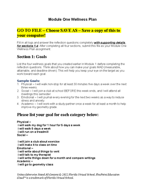 Module one wellness plan HOPE - Module One Wellness Plan GO TO FILE ...