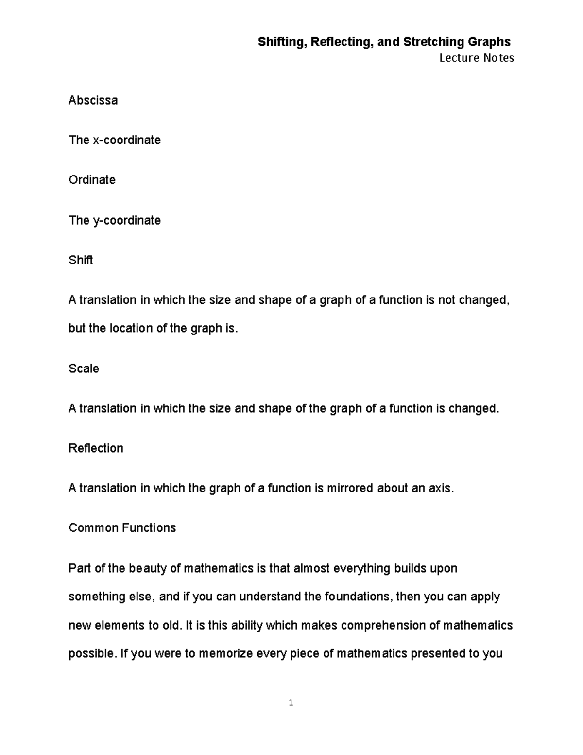 2021- Algebra -Shifting, Reflecting, and Stretching Graphs - Lecture ...