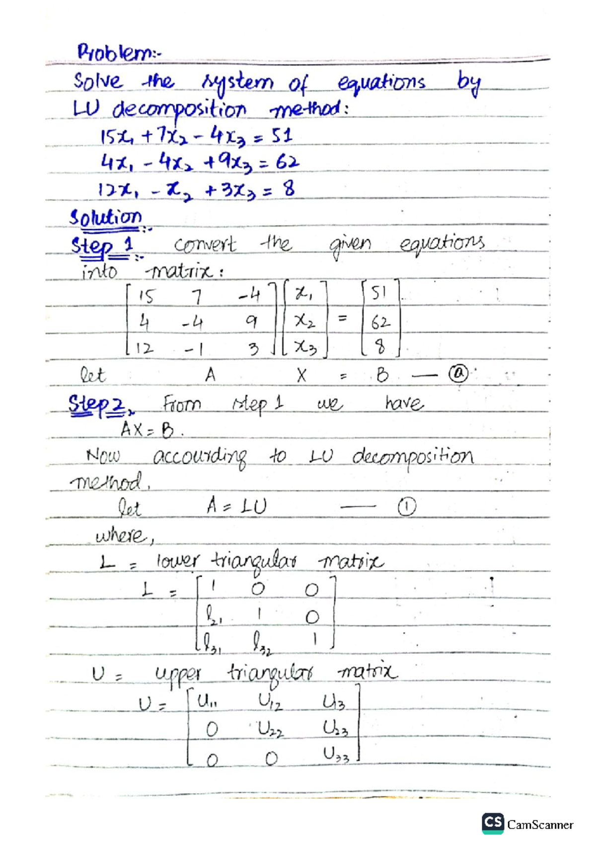 Lu Decomposition Method Computational Methods In Physics Studocu