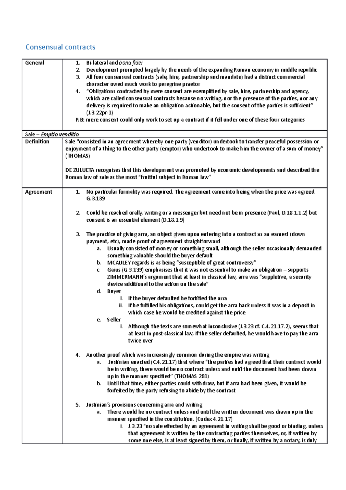 Consensual contracts, innominate - Consensual contracts General 1. Bi ...