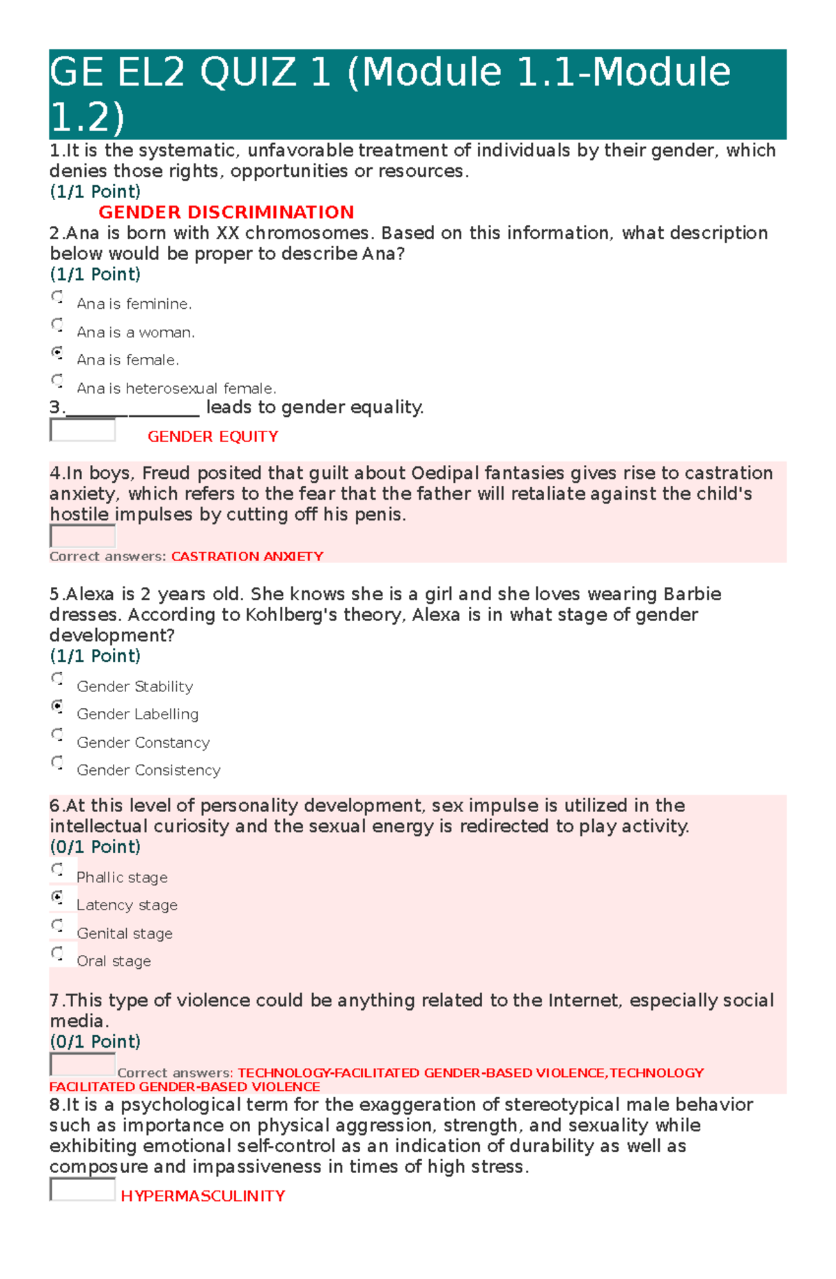 GE-EL2- Quizzes - This was our assignment in this course - GE EL2 QUIZ ...