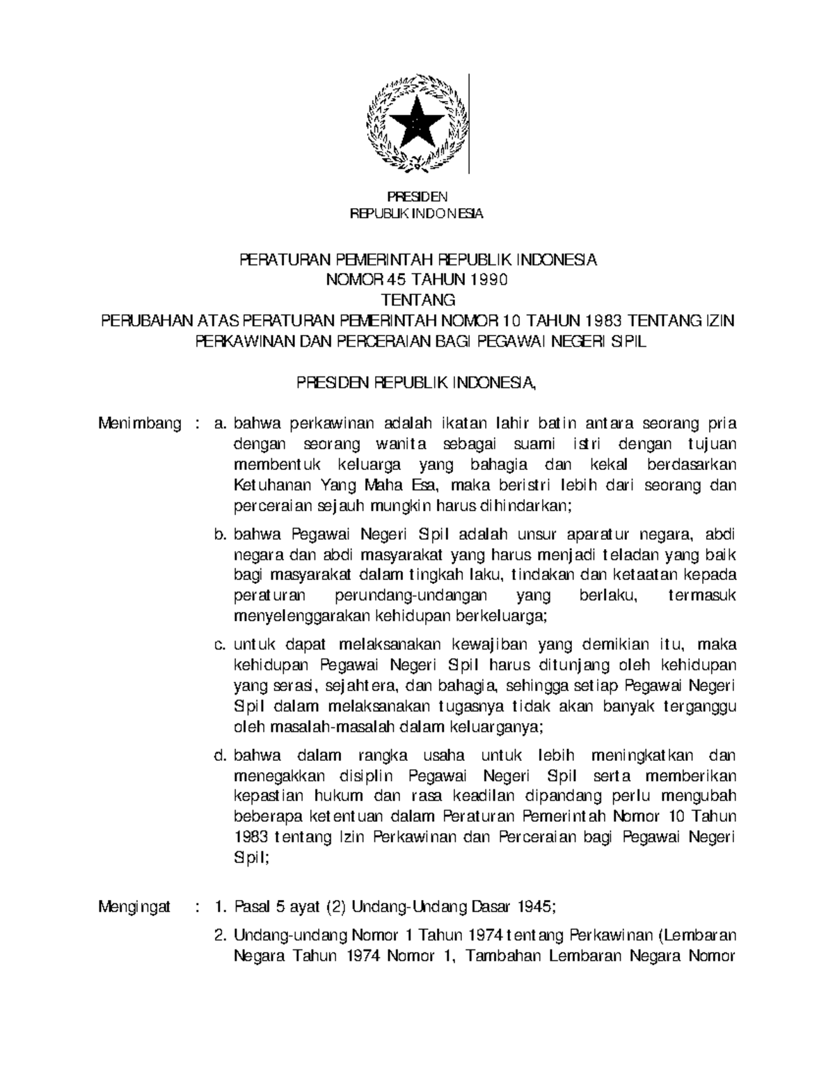 PP 45 tahun 1990 - REPUBLIK INDONESIA PERATURAN PEMERINTAH REPUBLIK ...