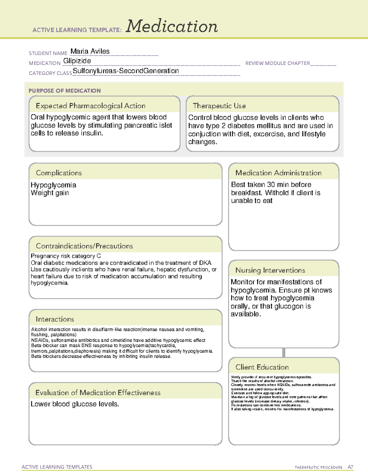 Active Learning Template glipzide - ACTIVE LEARNING TEMPLATES ...