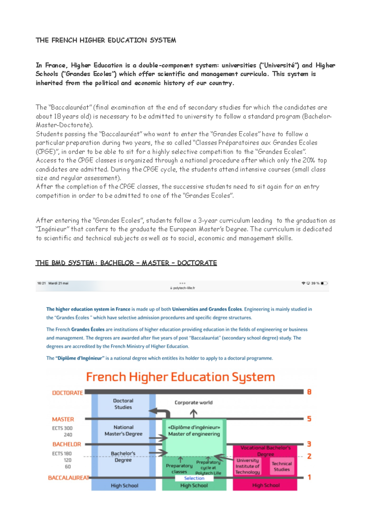 French higher education system - THE FRENCH HIGHER EDUCATION SYSTEM In ...