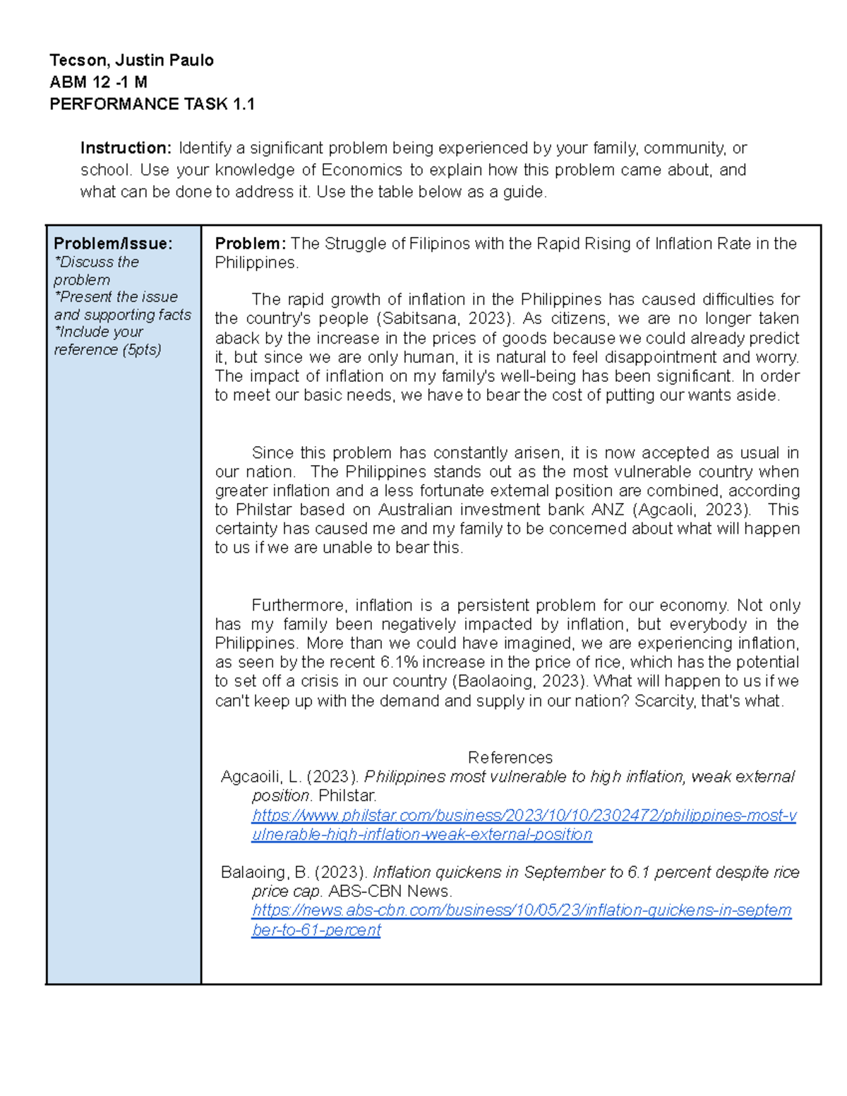 assignment/performance task - Tecson, Justin Paulo ABM 12 -1 M ...