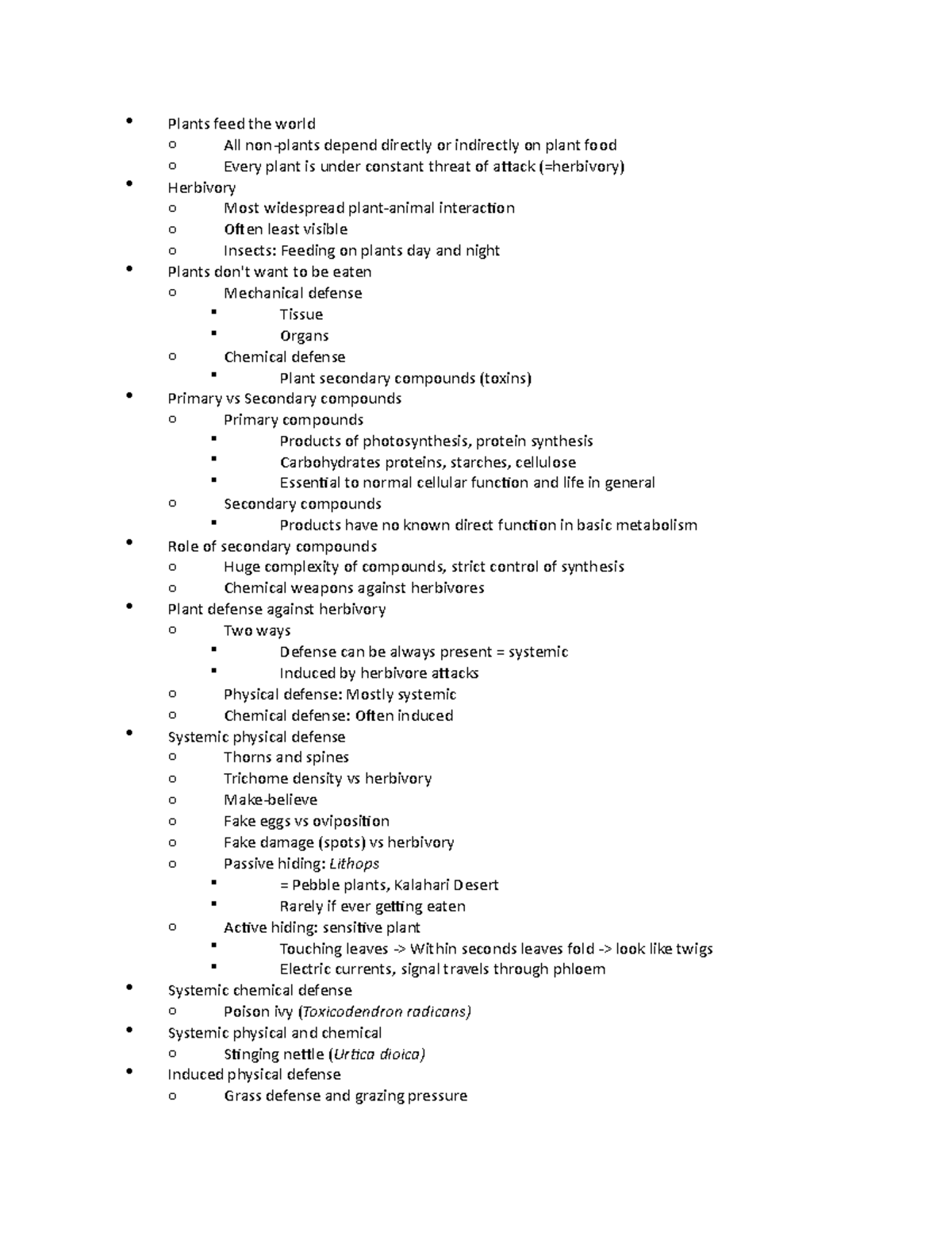 Plants feed the world - Lecture notes 11-12 - Plants feed the world o ...