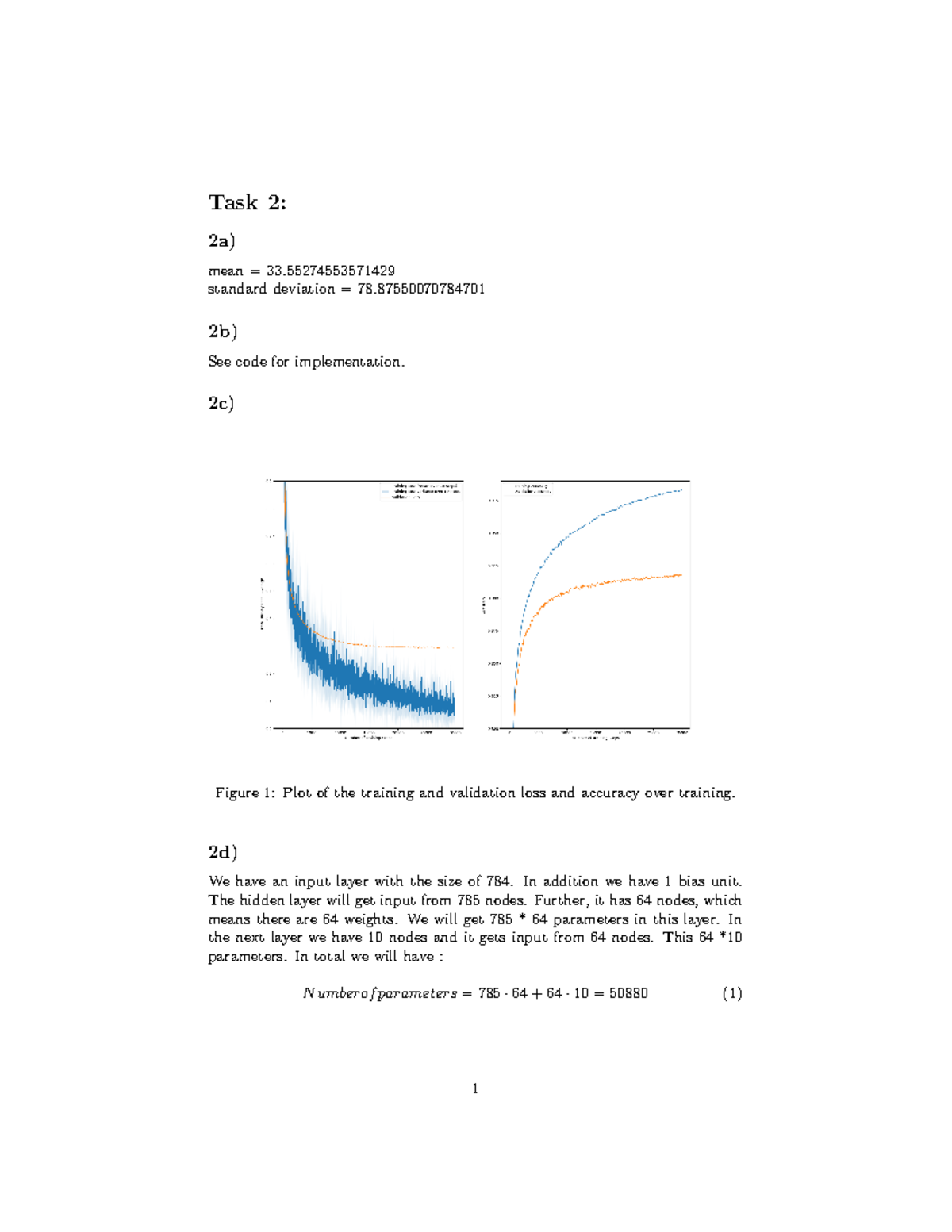Rapport latex - Just see it - Task 2: 2a) mean = 33. standard deviation ...