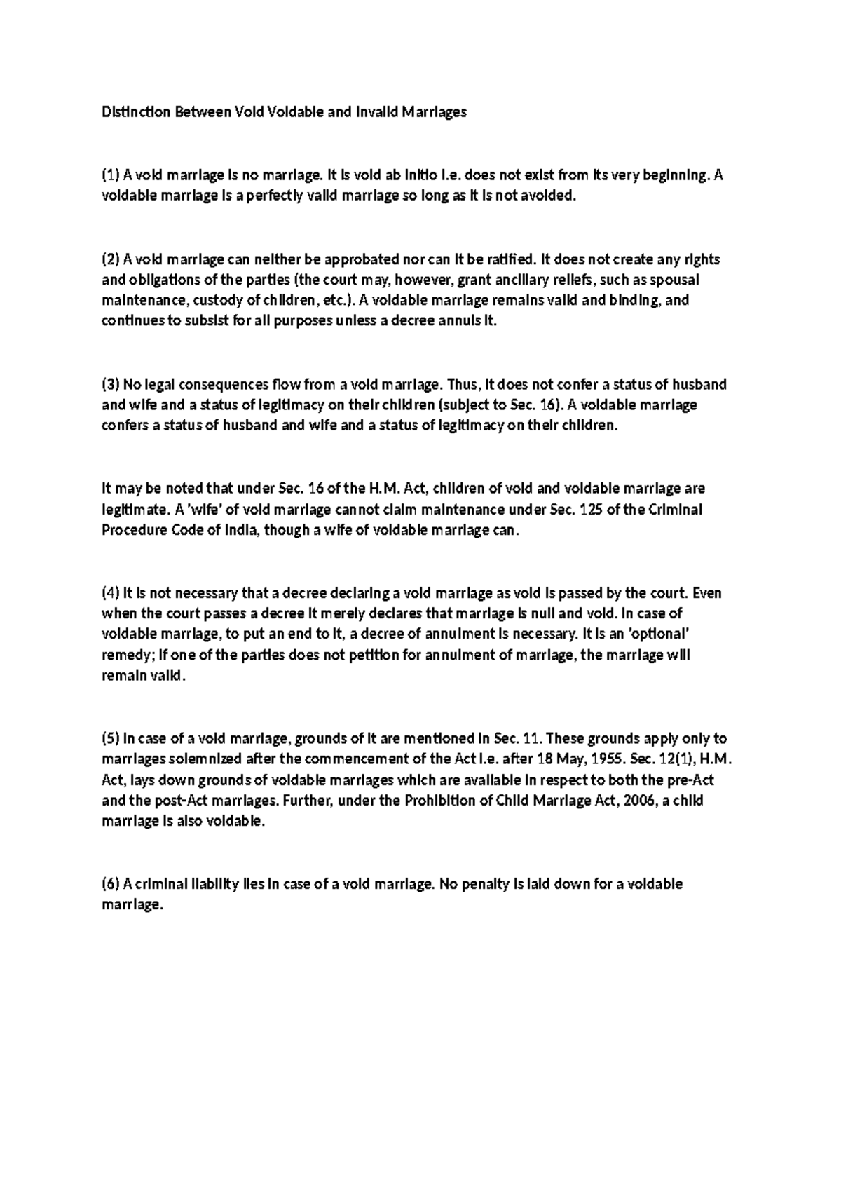 Diff bw Void Voidable and theories of divorce - Distinction Between ...