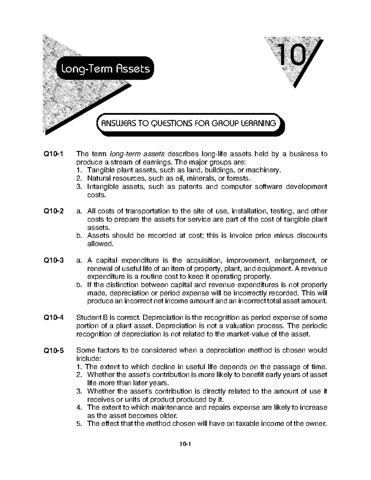 Book Chapter 10 Solution Manual - ANSWERS TO QUESTIONS FOR GROUP ...
