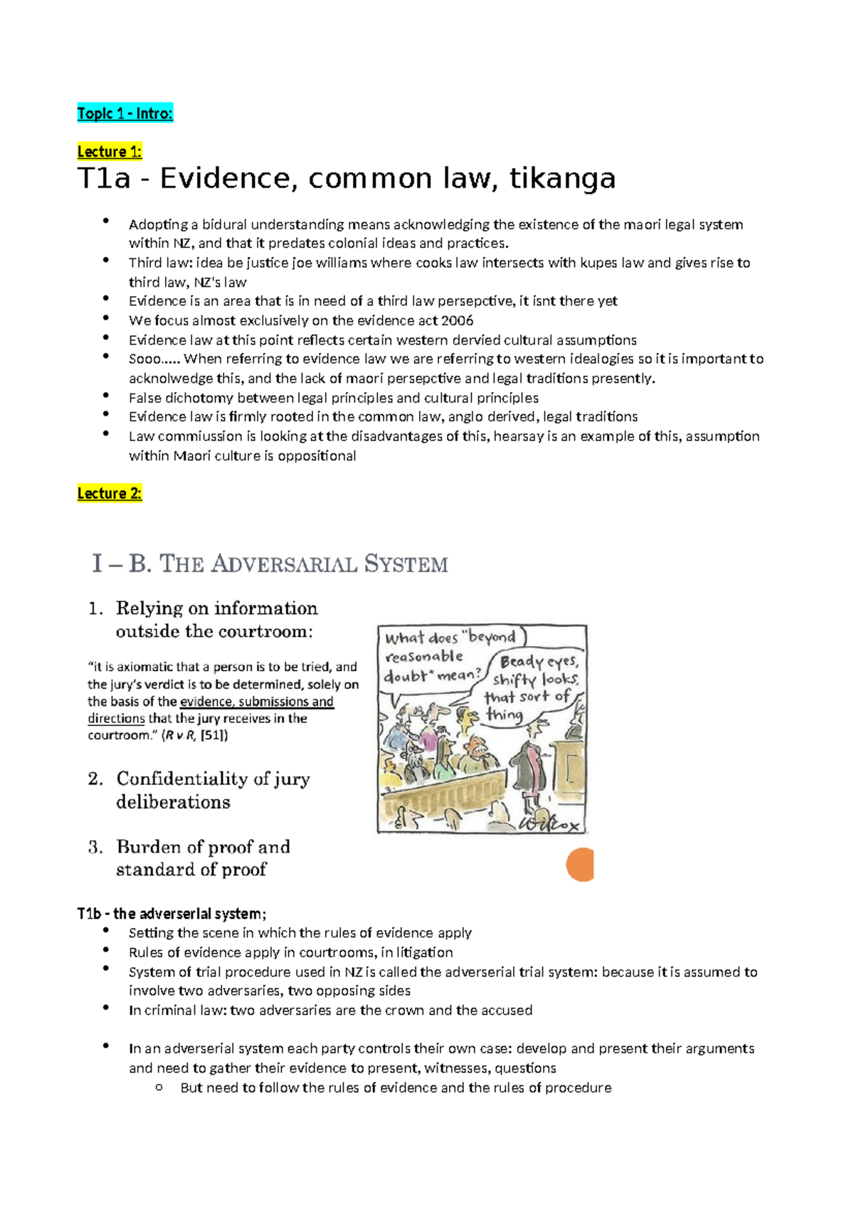Evidence Lecture Notes - Topic 1 - Intro: Lecture 1: T1a - Evidence ...