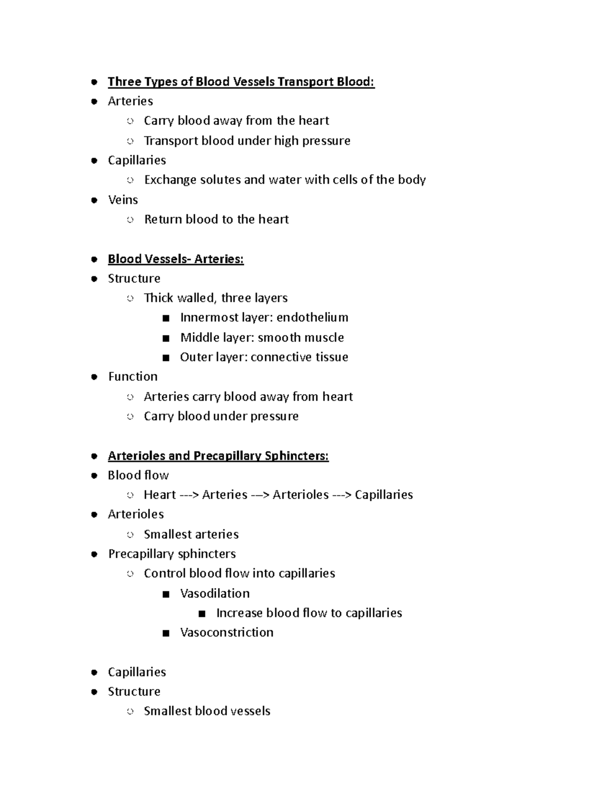 Chapter 8-2 - Three Types of Blood Vessels Transport Blood: Arteries ...