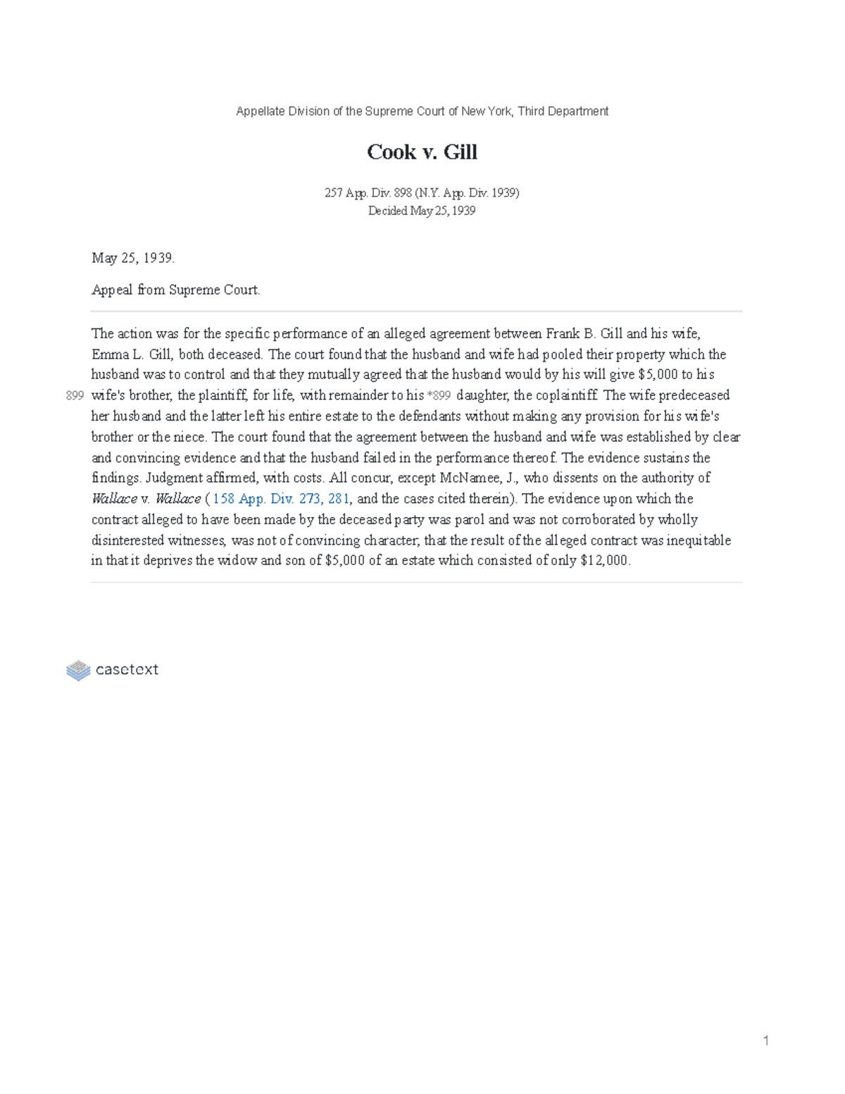 Cook v. Gill Case - Appellate Division of the Supreme Court of New York ...