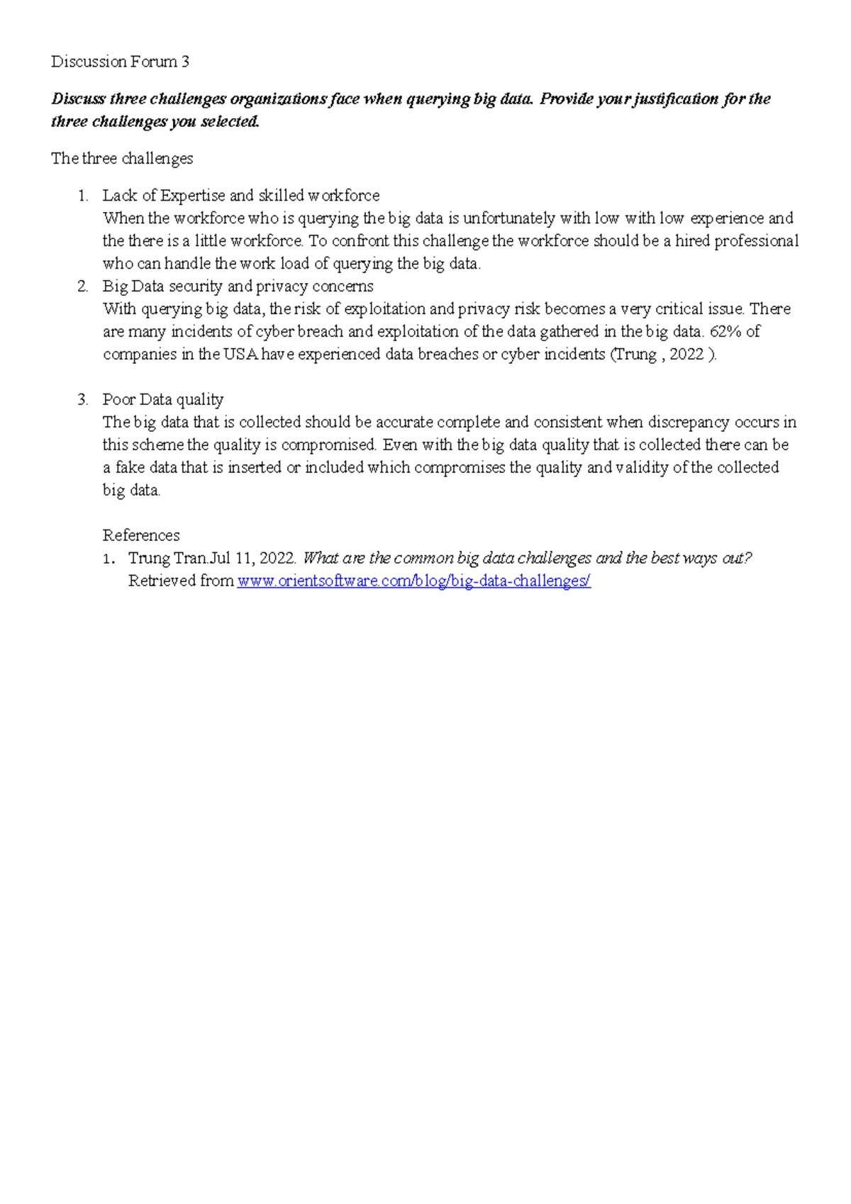 Discussion Forum 3 - Good Paper - Discussion Forum 3 Discuss three ...