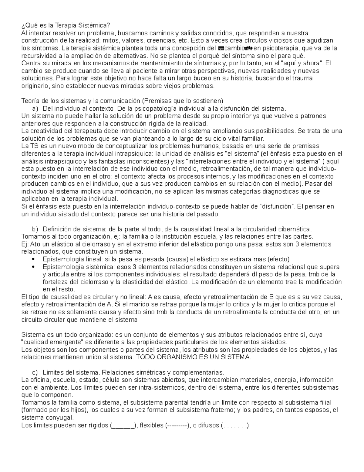 Resumen sistemica cts. Aixa - ¿Qué es la Terapia Sistémica? Al intentar resolver un problema ...