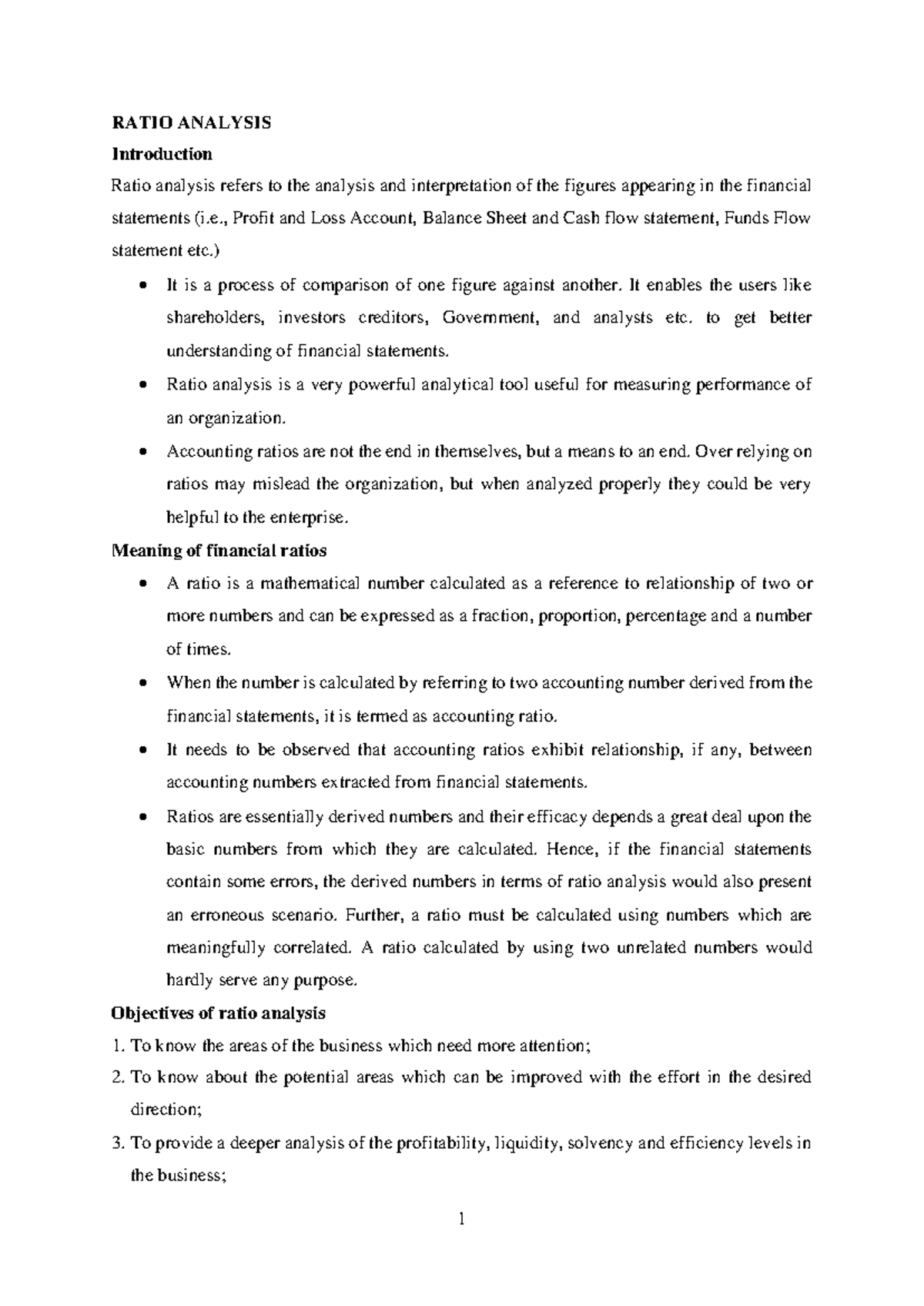 Topic 3 Introduction To Ratio Analysis Ratio Analysis Introduction