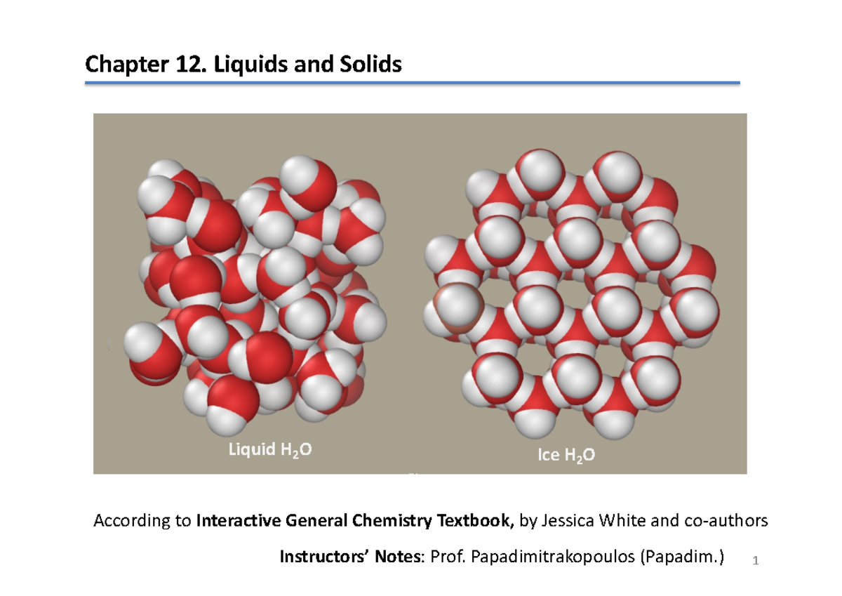 Chem 1127 Chapter 12 notes - Chapter 12. Liquids and Solids Instructors ...