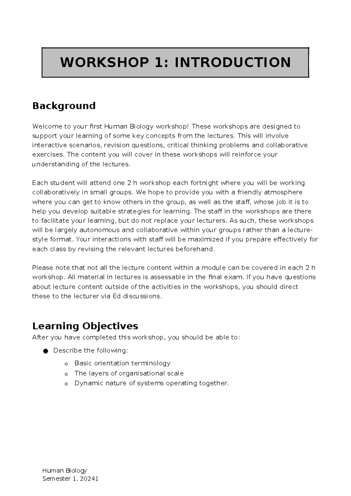 Anatomy worksheet - WORKSHOP 1: INTRODUCTION Background Welcome to your ...