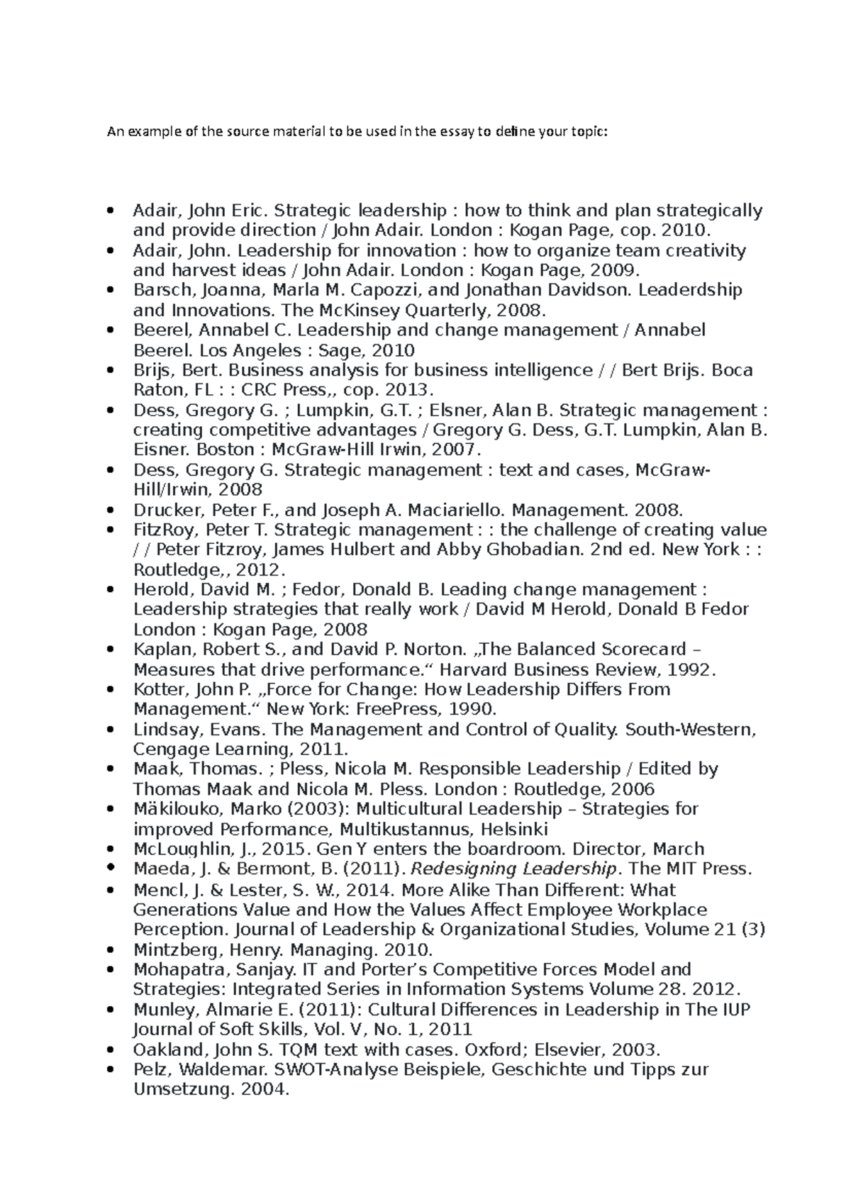 Sources - new - An example of the source material to be used in the ...