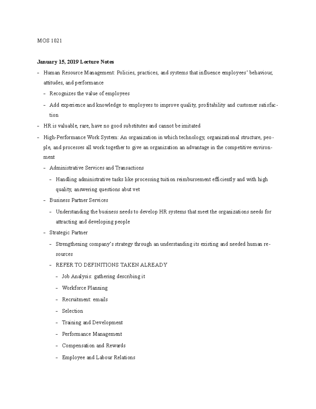 [ Notes] Mos 1021 Mos1021 Notess 2018 2019 Mos 1021 January 15