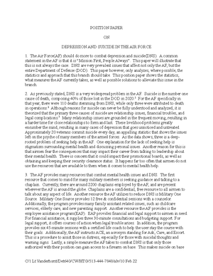 Position Paper Suicide - POSITION PAPER ON DEPRESSION AND SUICIDE IN ...