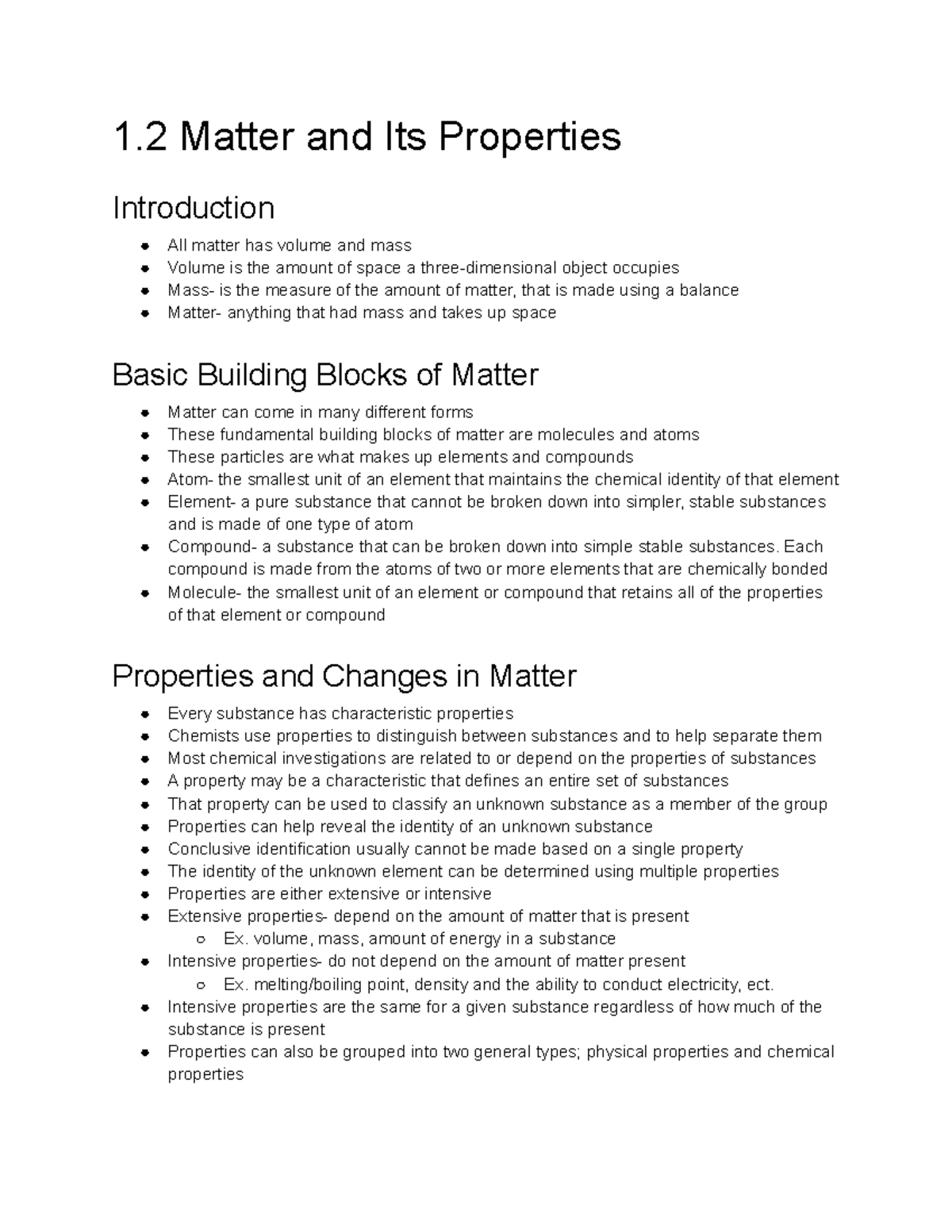 1.2 Matter and Its Properties - 1 Matter and Its Properties ...