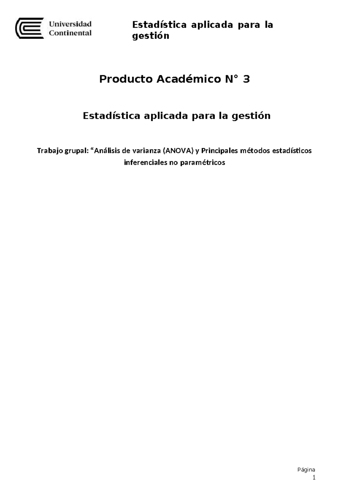 Producto Académico 3 - Estadistica Aplicada A LA Gestion - gestión Página Producto Académico N ...