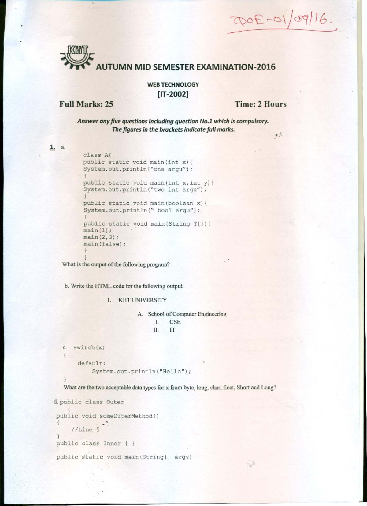 Web Technology,IT-2002 – Mid Sem 2016 - B.tech - Studocu