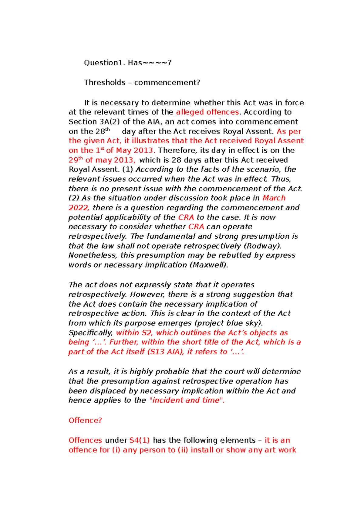 Strucutre - FInal exam answer structure - Question1. Has ...