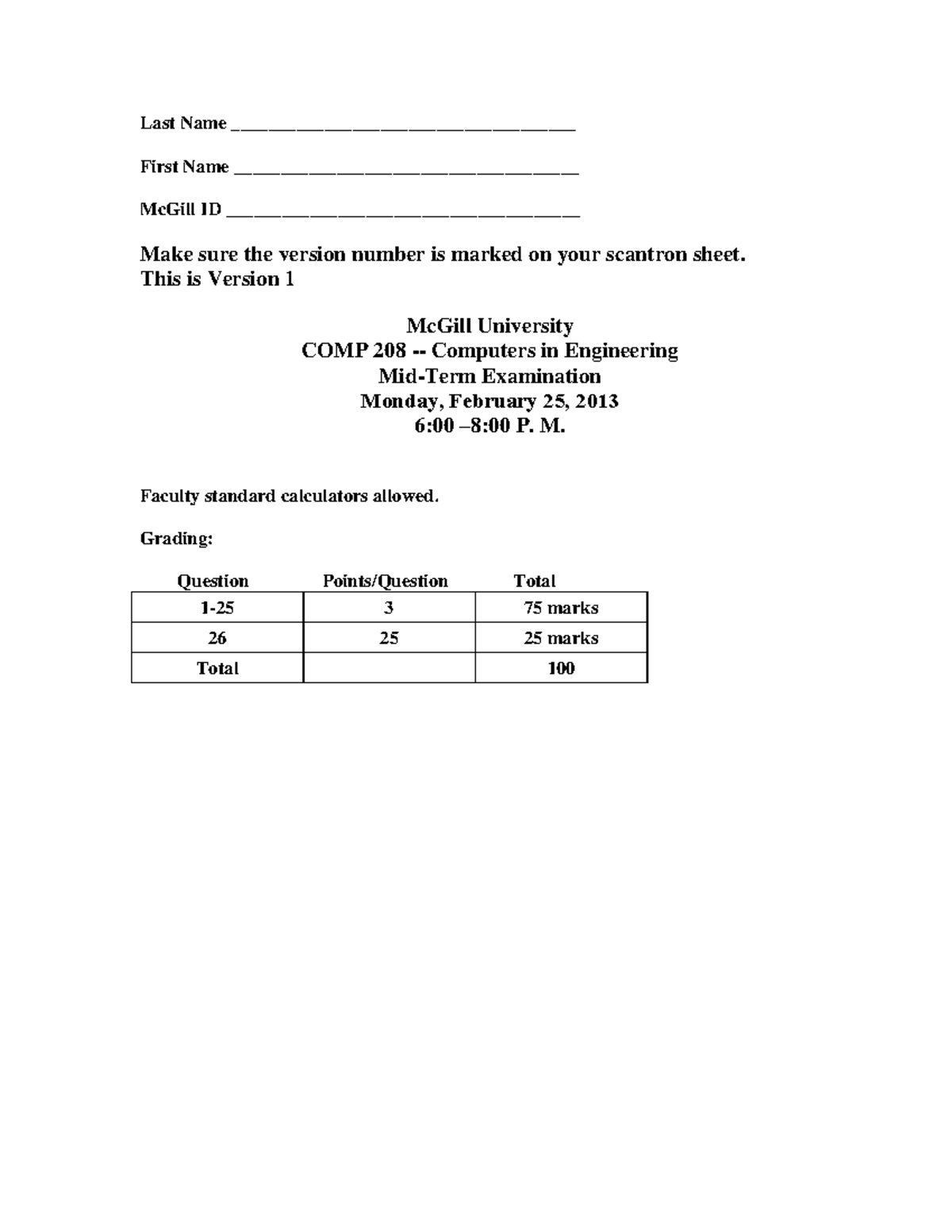 Midterm Winter 2013 - Practice/Exam - Last Name _____________________________________ First Name ...