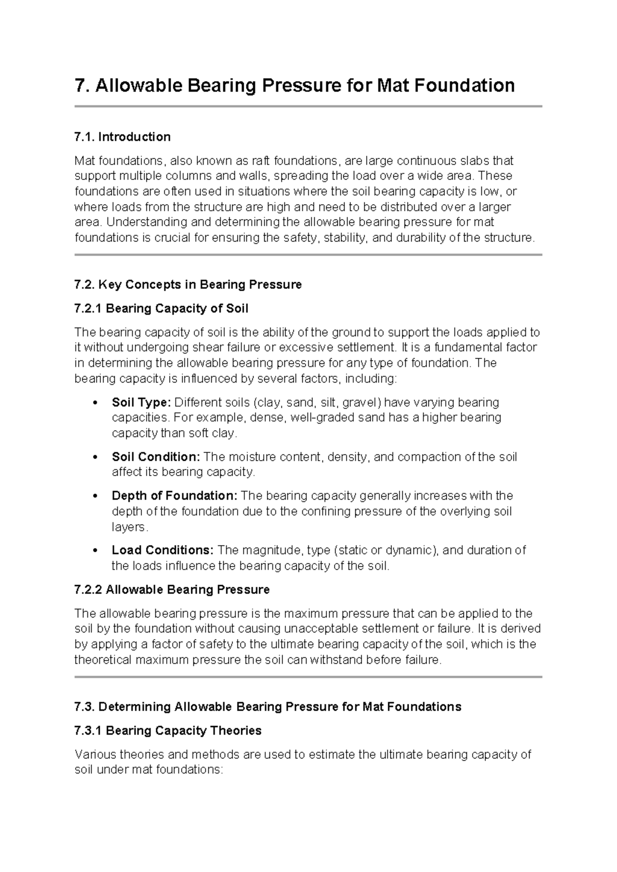 7 - None - 7. Allowable Bearing Pressure for Mat Foundation 7 ...
