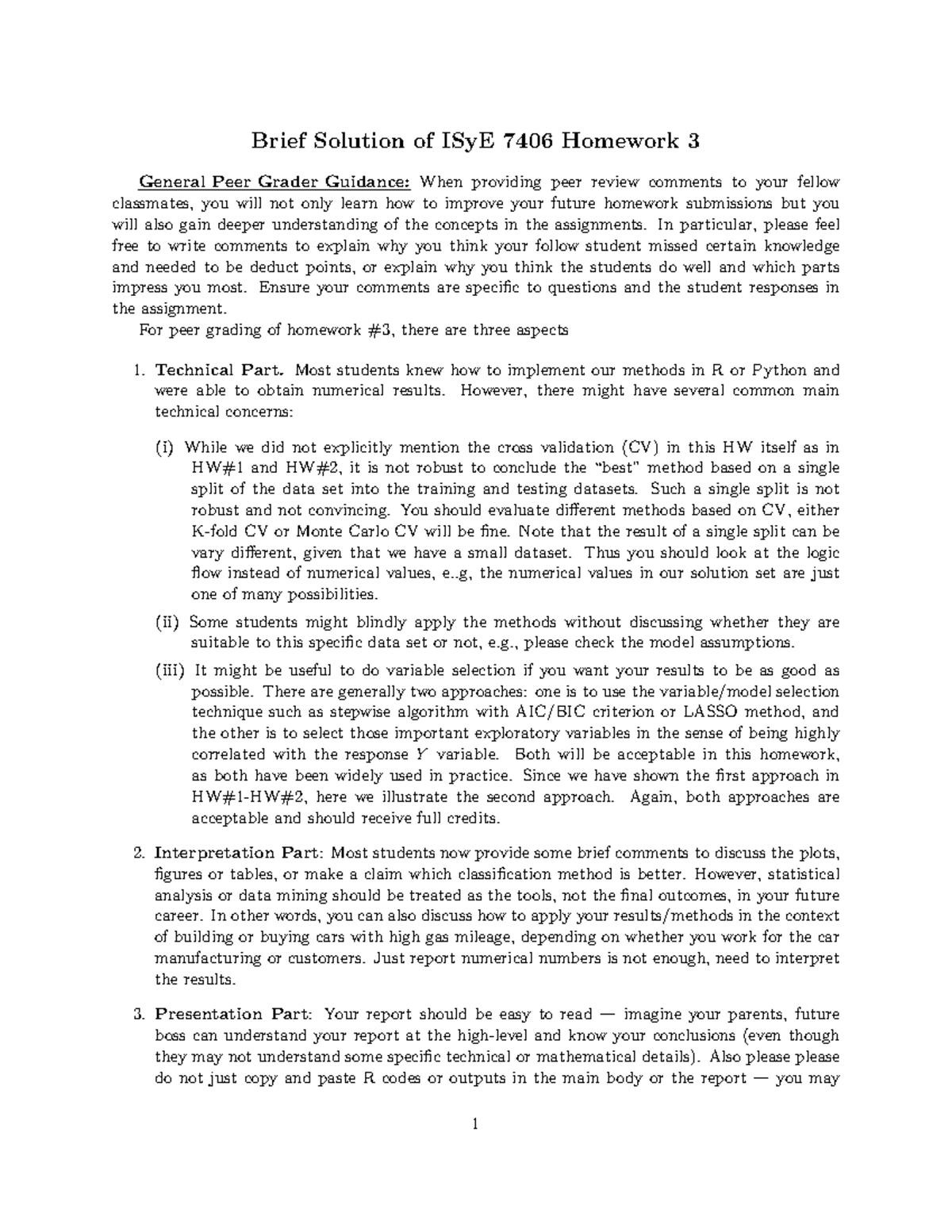 HW03sol - HW3 ISyE 74-6 sol - Brief Solution of ISyE 7406 Homework 3 ...