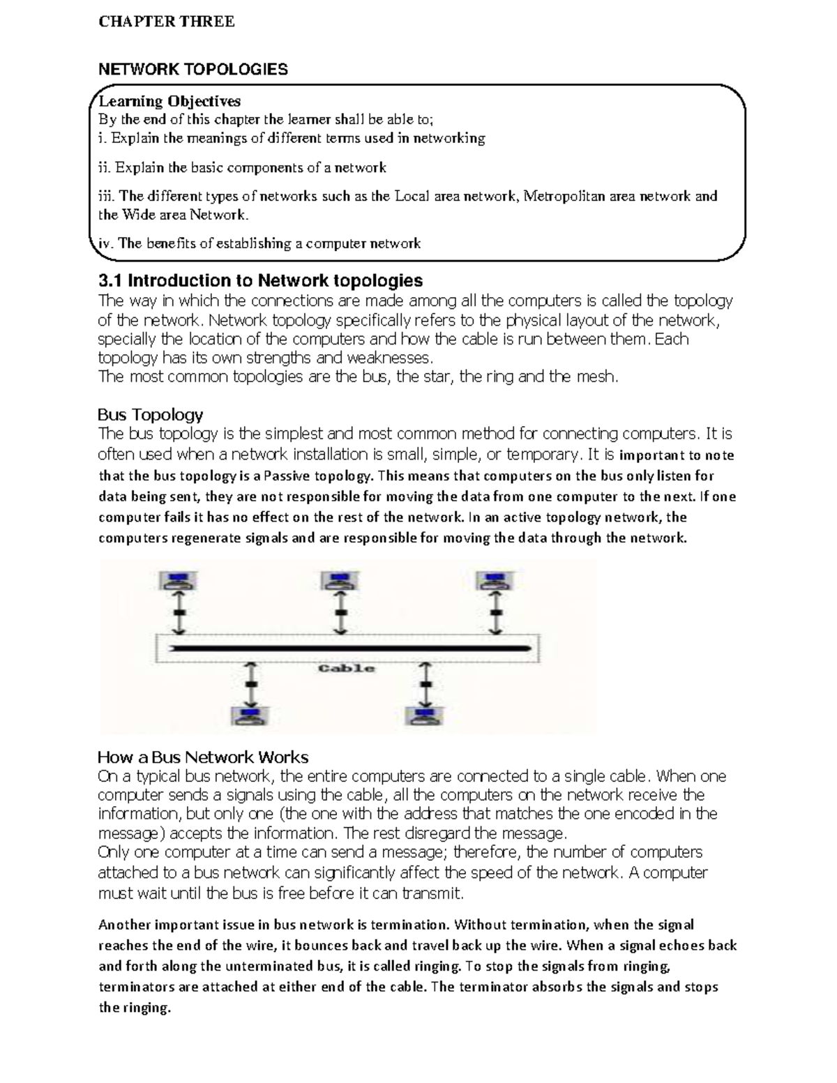 Chapter Three - Notes for Data Communications - CHAPTER THREE NETWORK ...