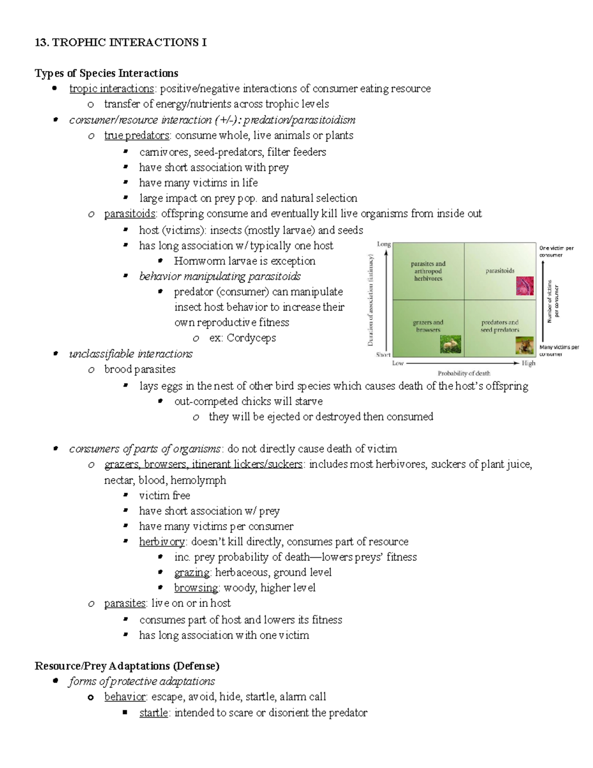 EEB Exam III - Exam 3 - 13. TROPHIC INTERACTIONS I Types of Species ...