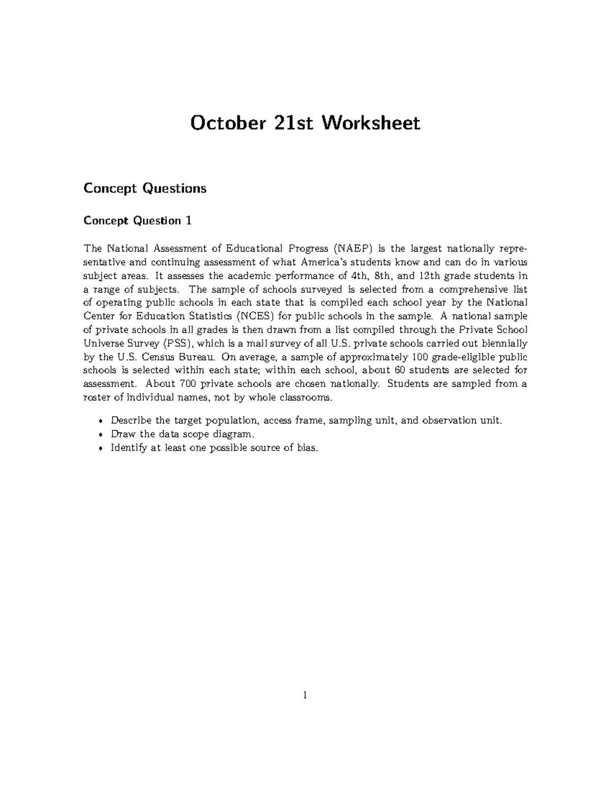 Modified questions and data scope - October 21st Worksheet Concept ...