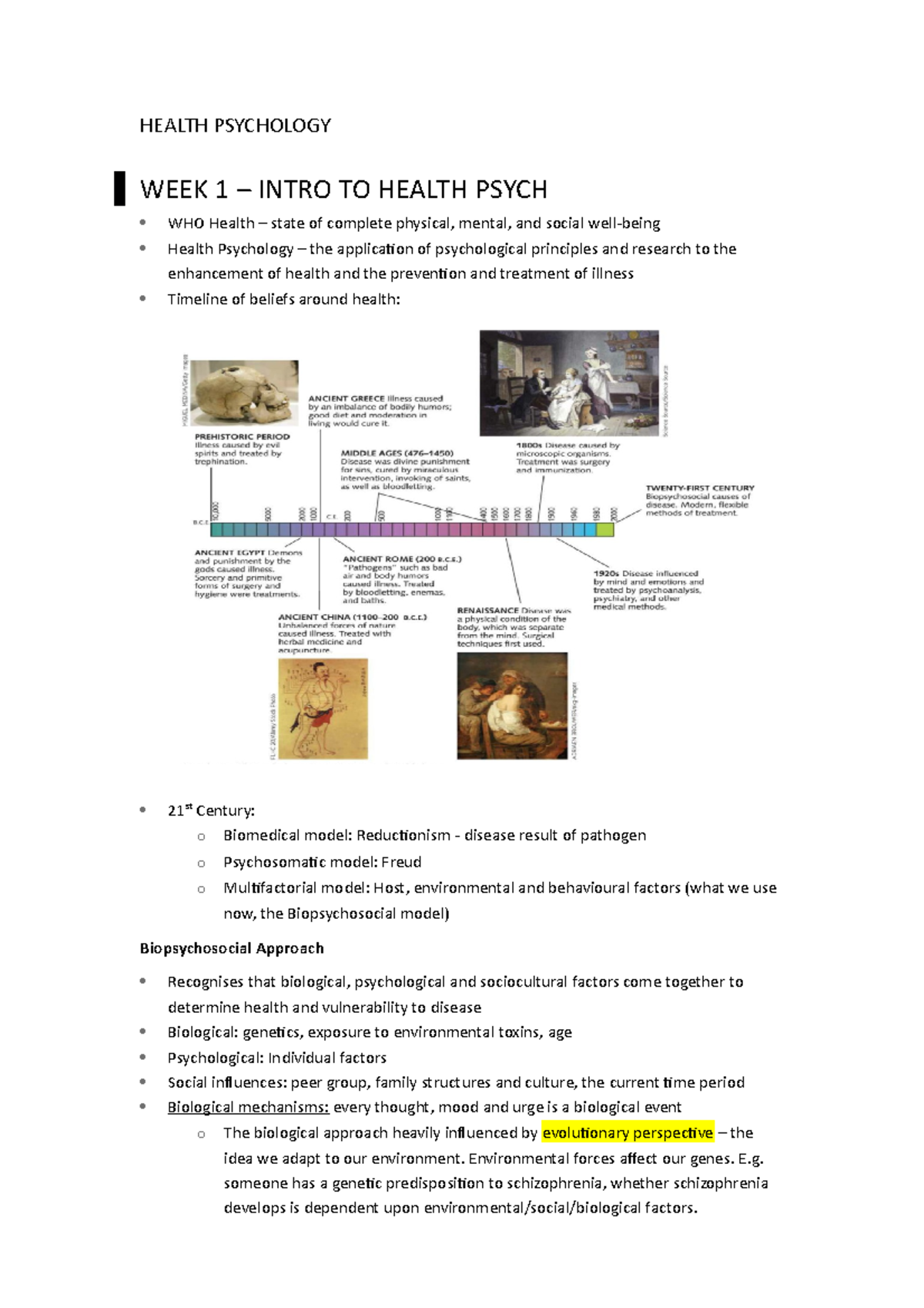 Health psych week 1 + 2 - HEALTH PSYCHOLOGY WEEK 1 – INTRO TO HEALTH ...
