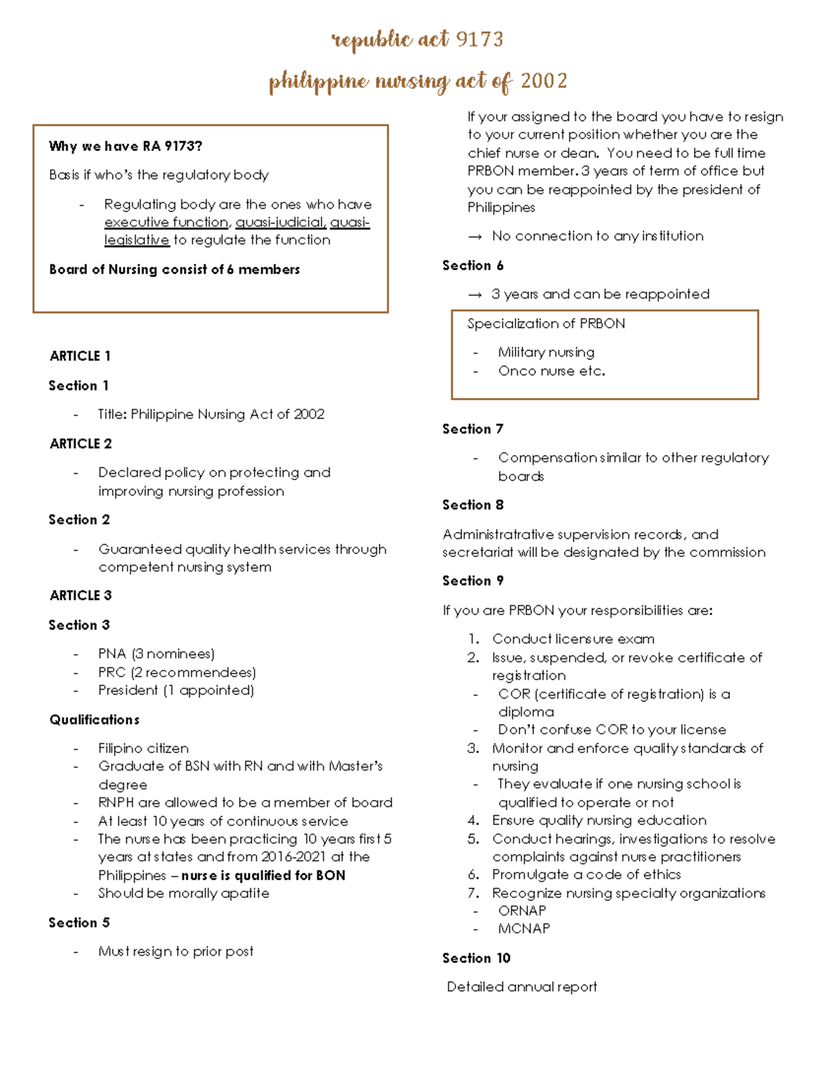 RA 9173 notes wsfasasfggggggggggggggggdasa - Why we have RA 9173? Basis ...