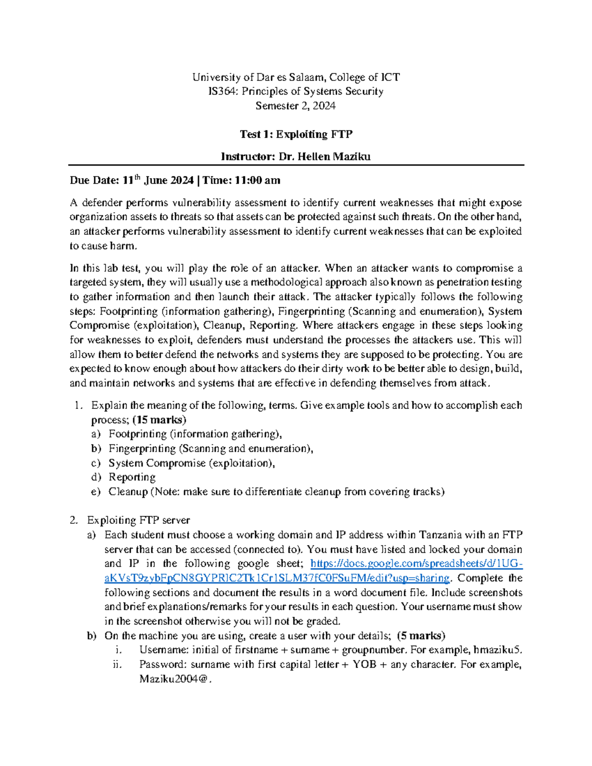 Systems Security lab practical assignment - University of Dar es Salaam ...