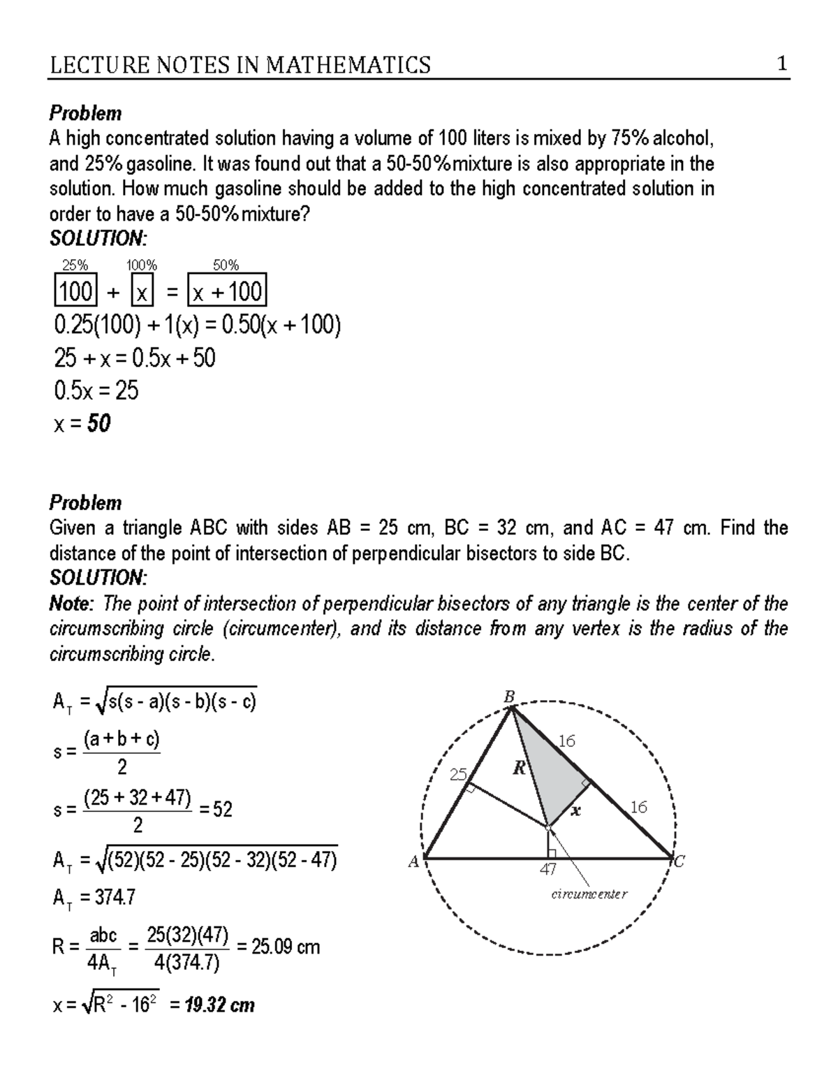 Lecture Notes IN Mathematics - !"#$%&"'()$"'+(',-$.",-$+#' ' /' R x B A ...
