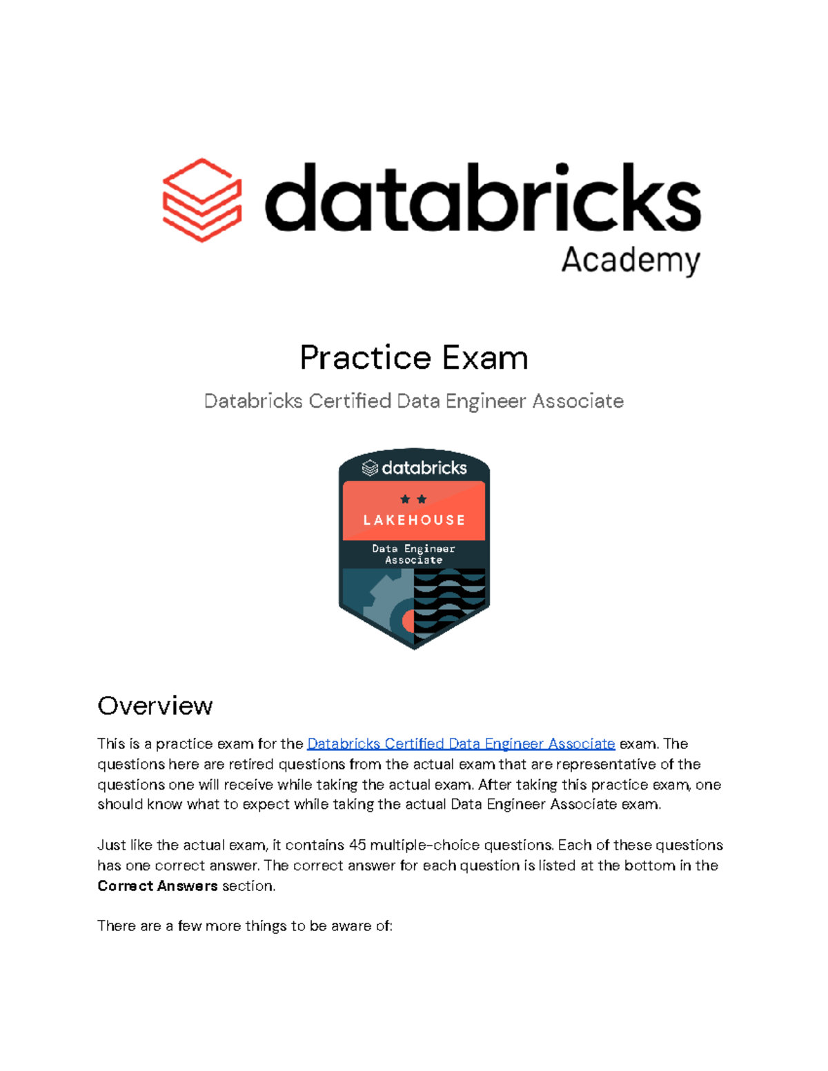 Practice Exam-Data Engineer Associate - Practice Exam Databricks ...
