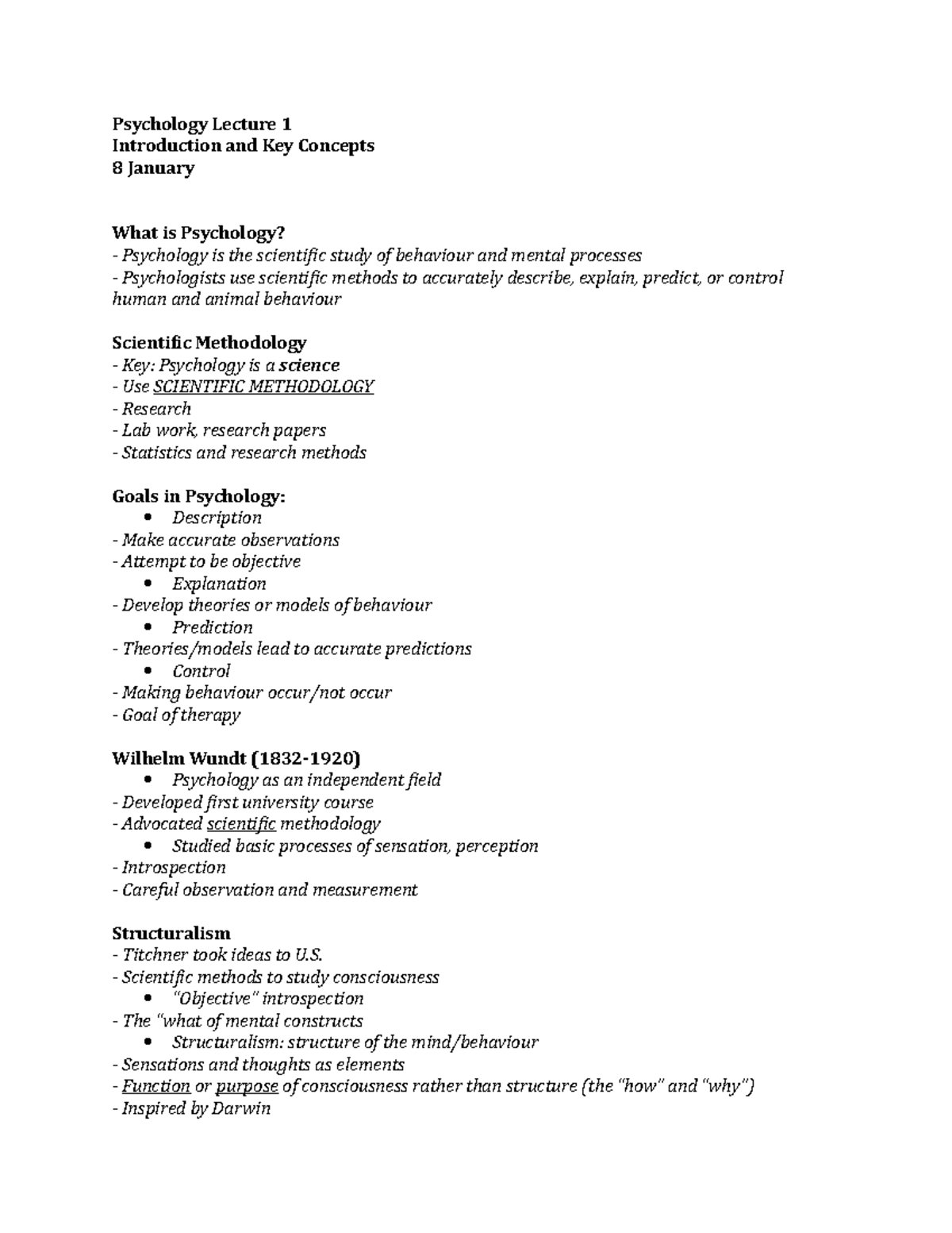 Psychology Lecture 1 - Prof. Neil Fournier - Psychology Lecture 1 ...