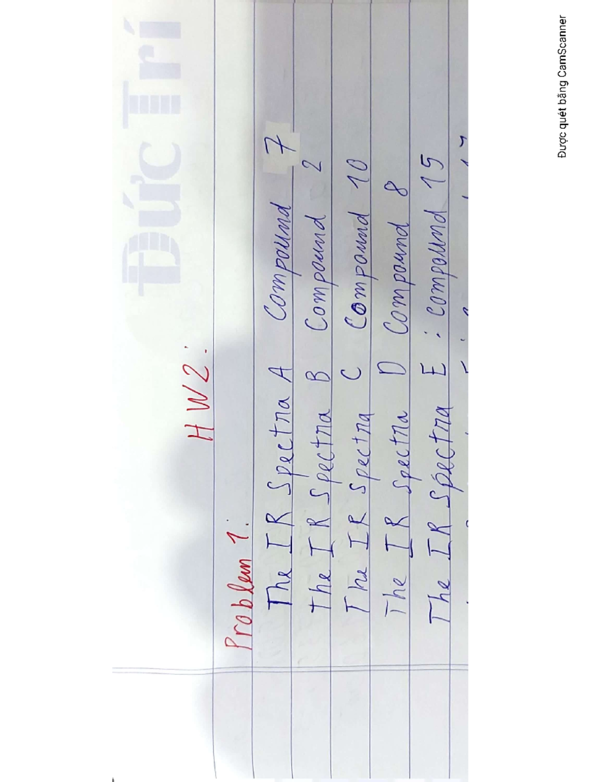 Hw2-chemistry - Dúc HW2: Problem 1. . The IR Spectra A Compound 7 The IR Spectra B Compound 2 ...