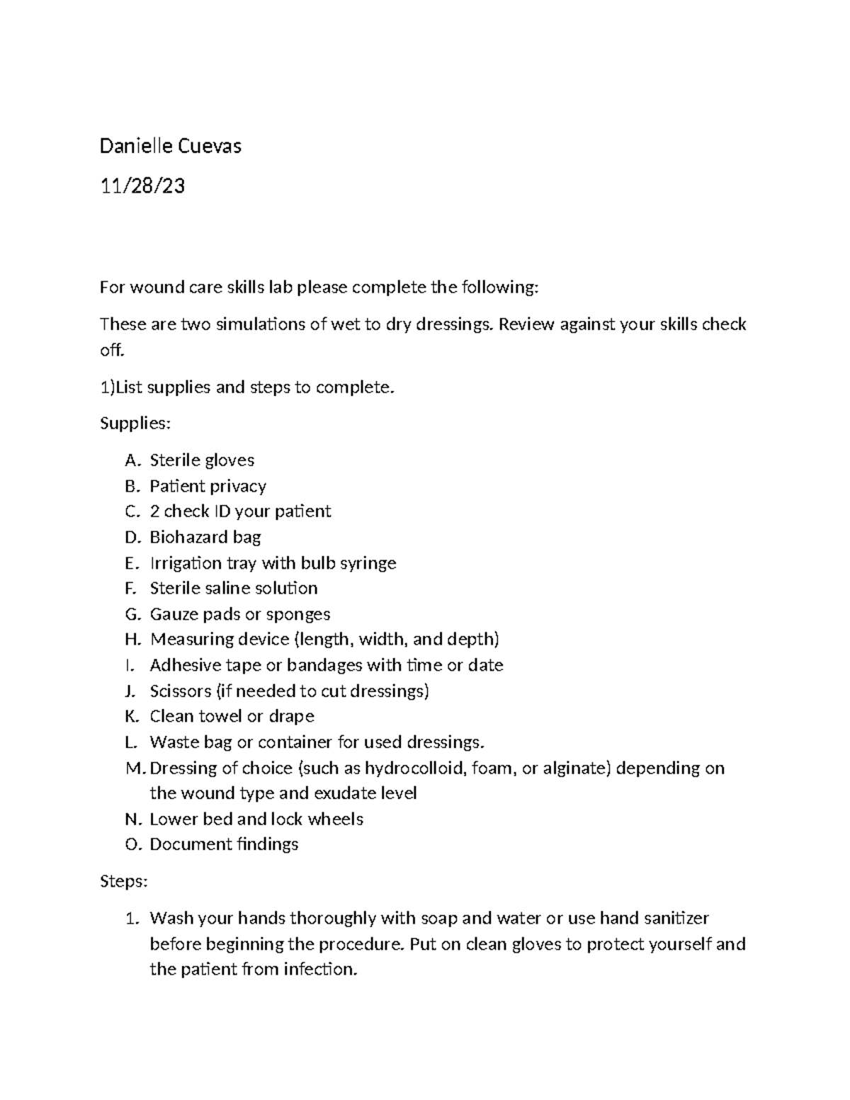 Danielle Cuevas wound care - Danielle Cuevas 11/28/ For wound care ...