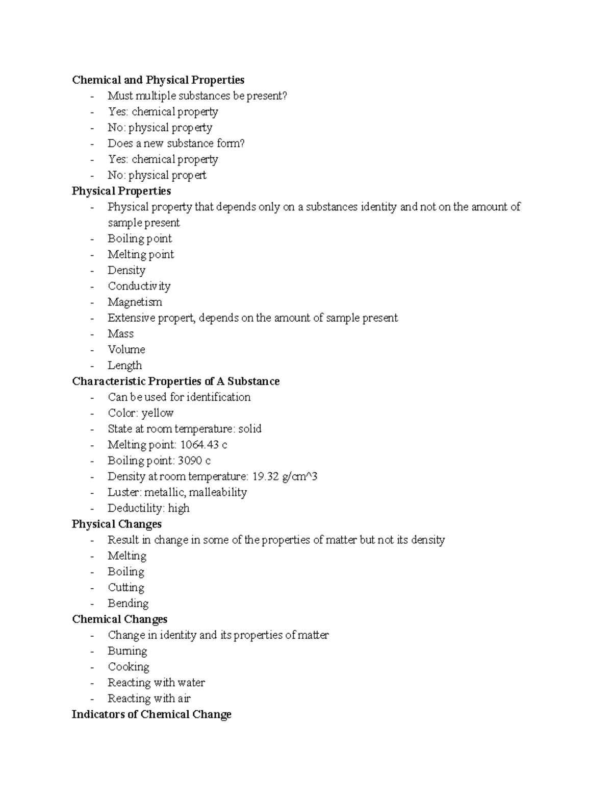 Chemical and Physical Properties - Studocu