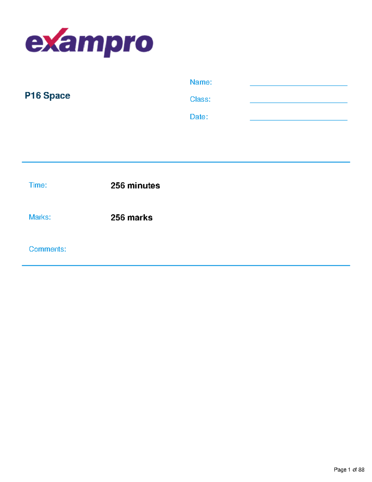 P16 - GCSe exampro stuff - P16 Space Name ...