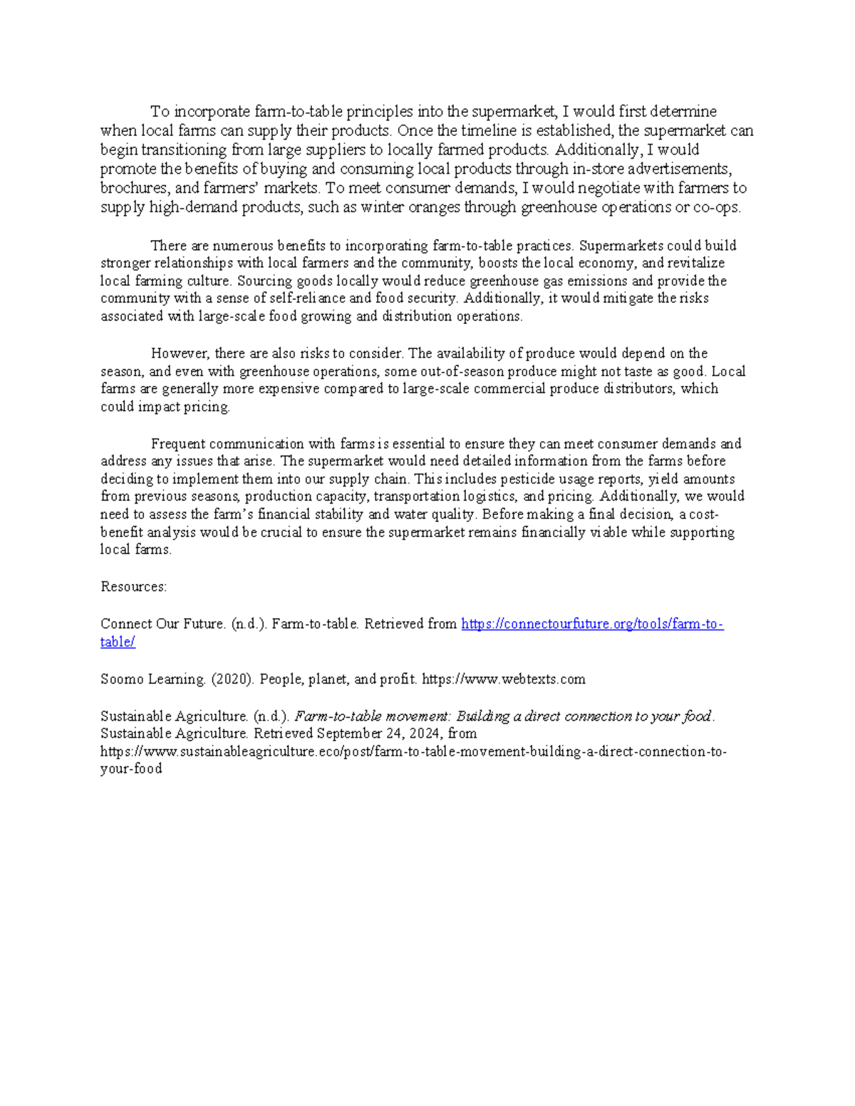 4-2 Discussion Farm-to-Table and the Triple Bottom Line - To ...